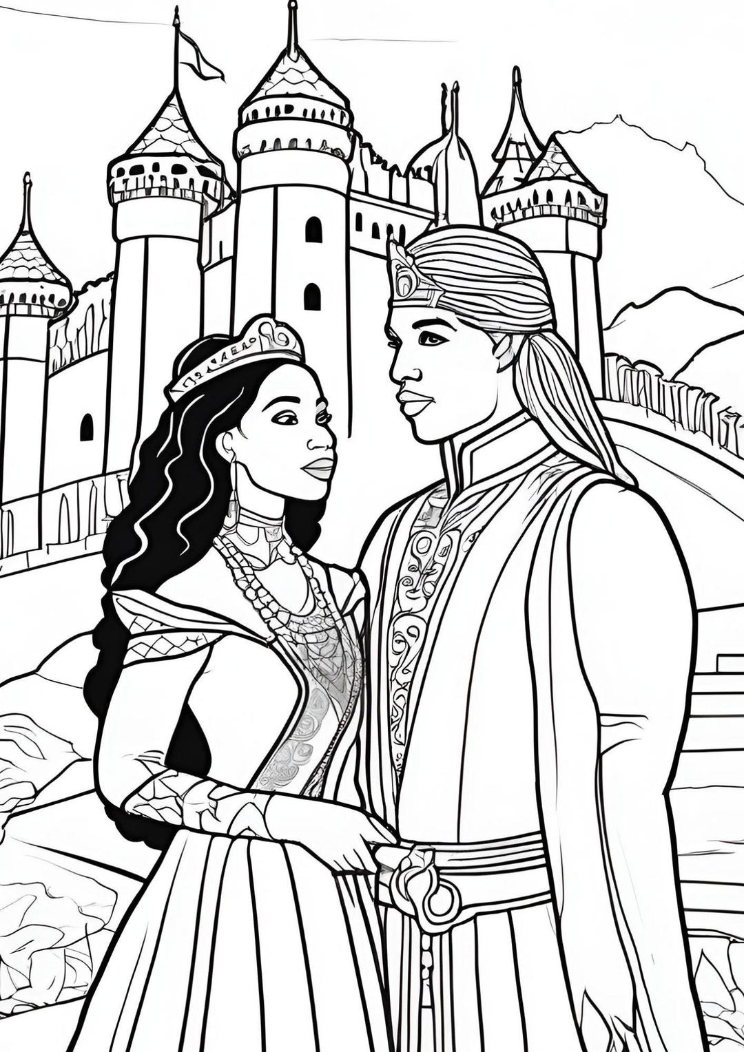 10x Printable Coloring Pages Princess and Prince Castle Coloring Pages ...