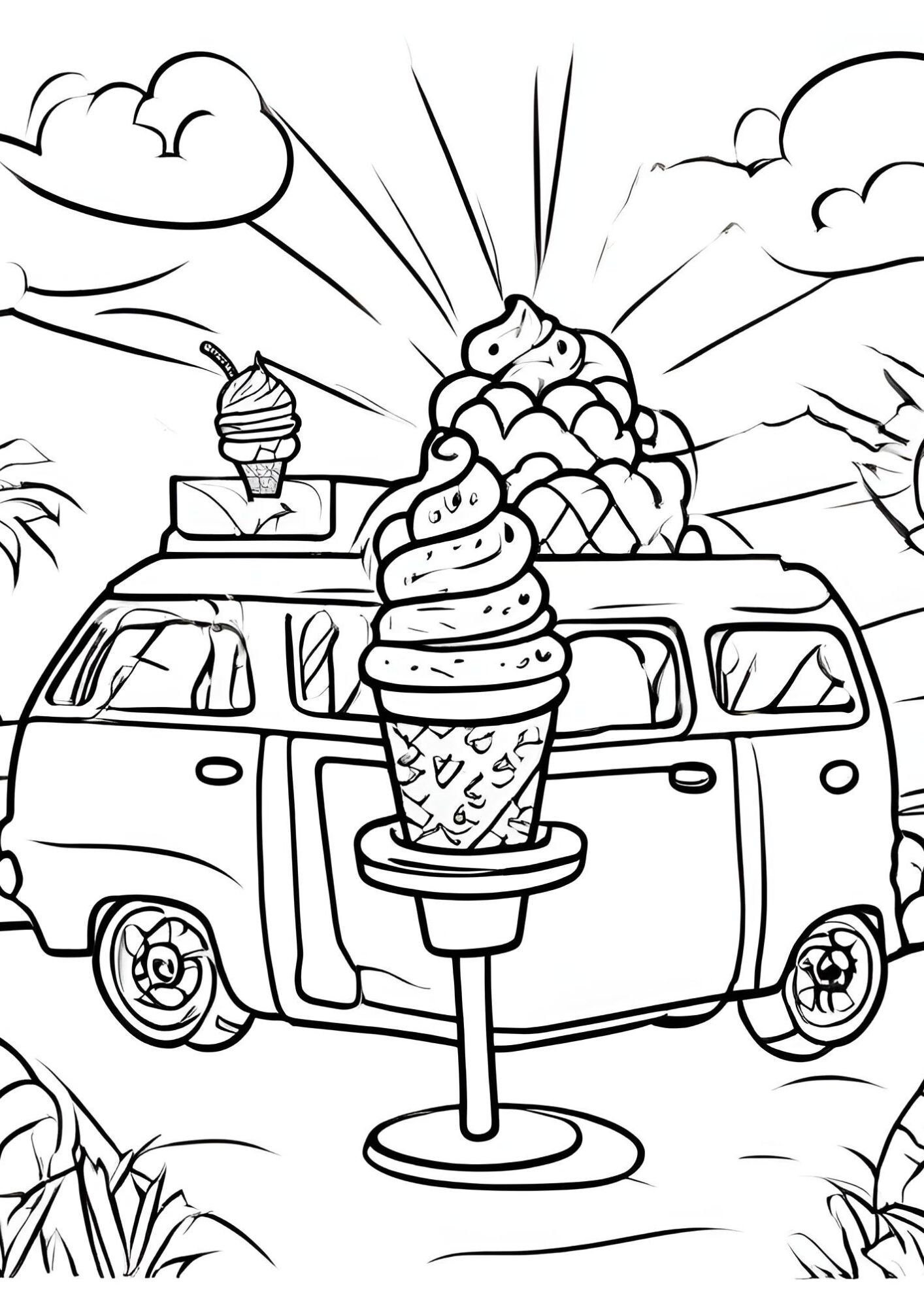 10x Printable Summer Icecream Coloring Pages Summer Coloring Pages Kids ...