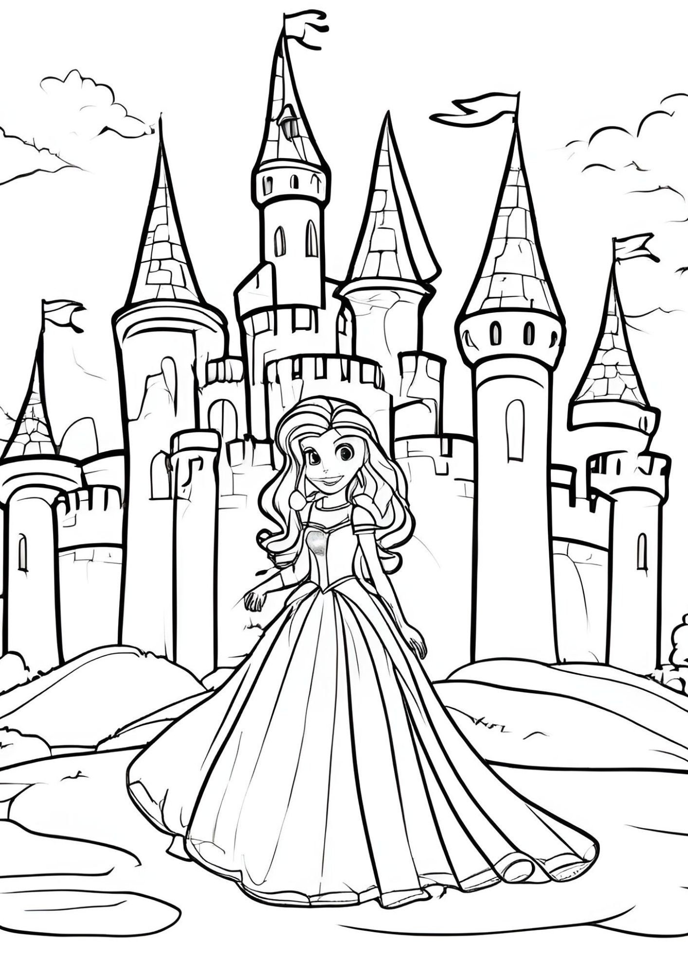 15x Printable Coloring Pages Princess and Castle Coloring Pages Kids ...