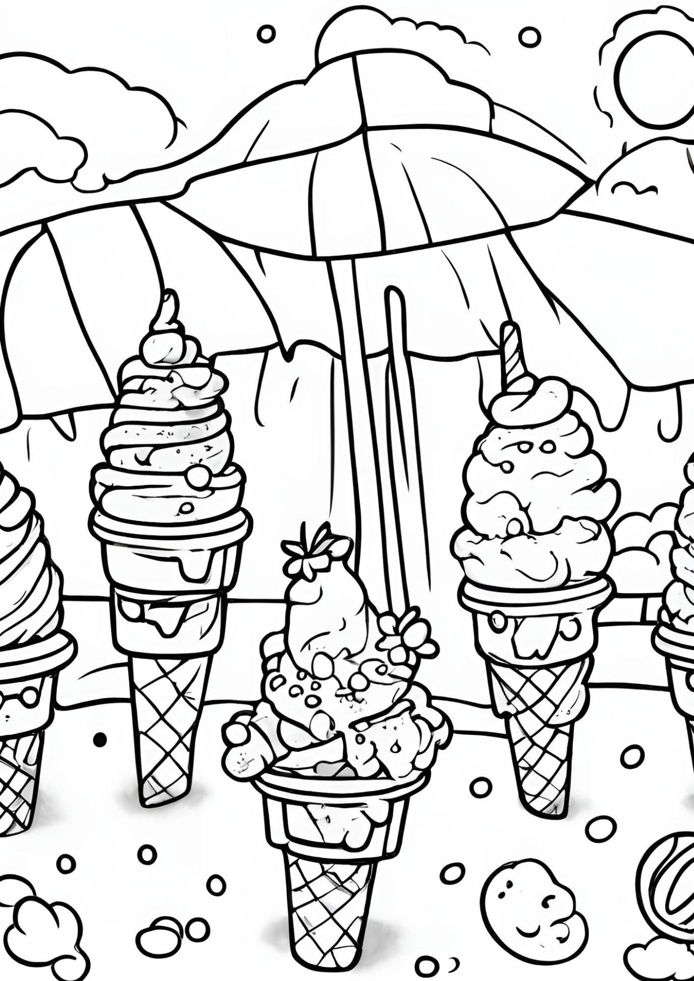 10x Printable Summer Icecream Coloring Pages Summer Coloring Pages Kids ...