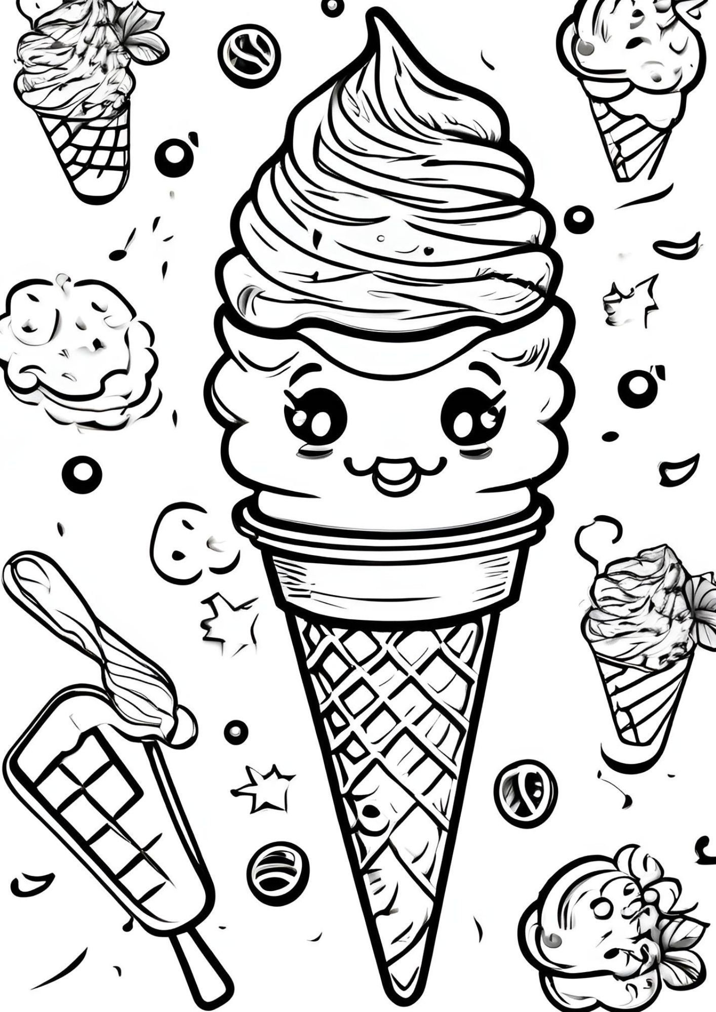 10x Printable Coloring Pages Ice Cream Summer Coloring Pages Kids Ice ...