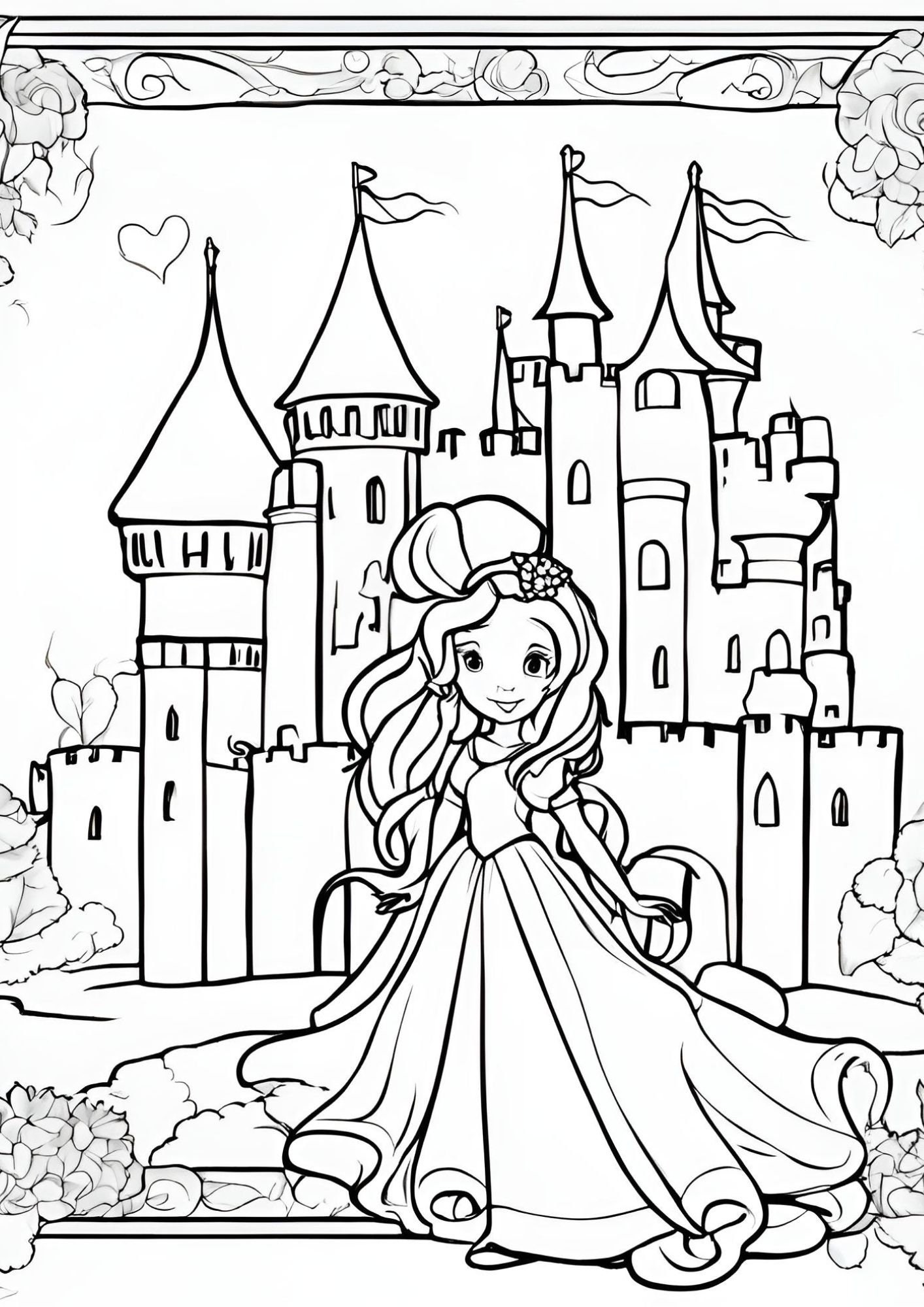 15x Printable Coloring Pages Princess and Castle Coloring Pages Kids ...