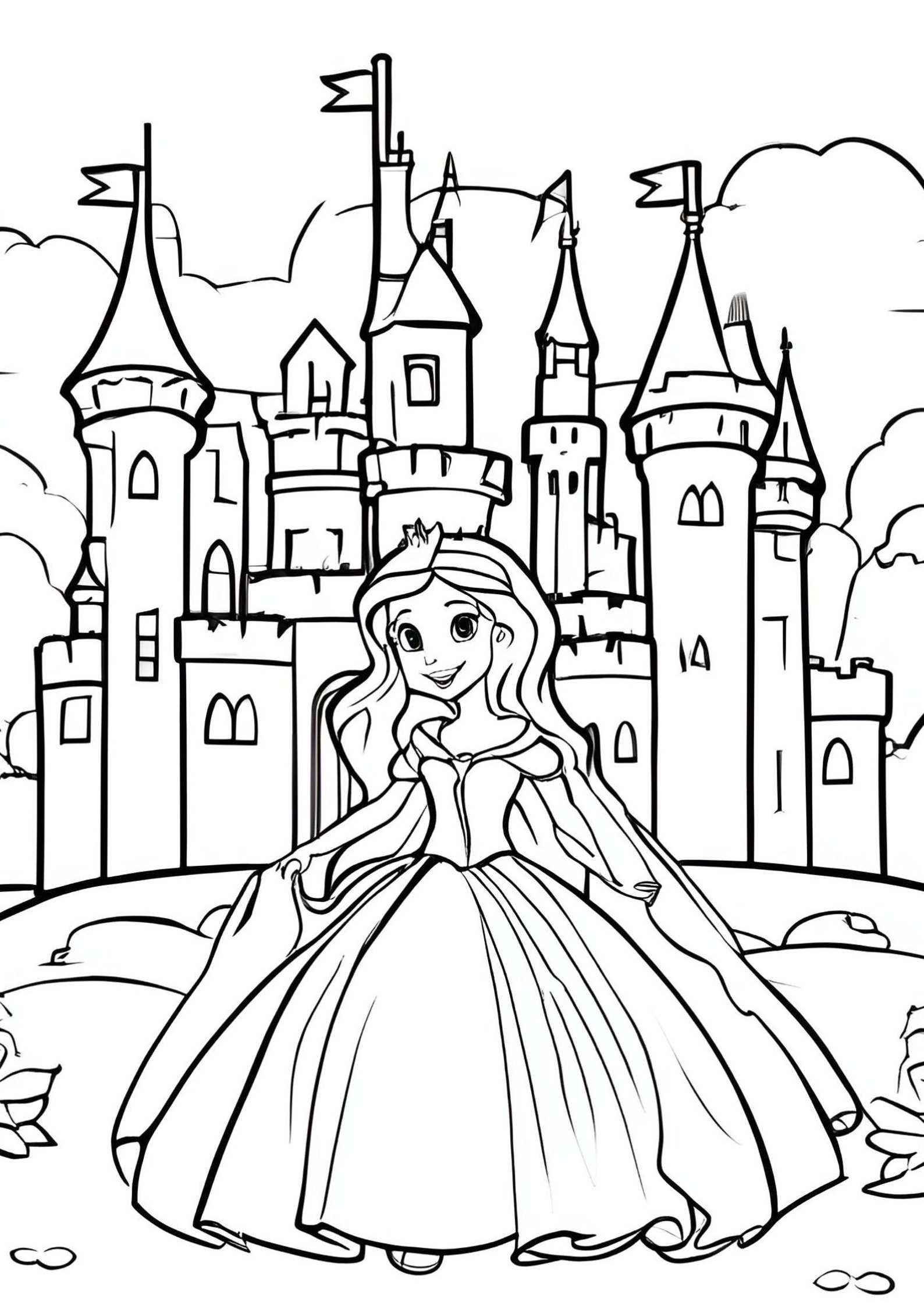 15x Printable Coloring Pages Princess and Castle Coloring Pages Kids ...