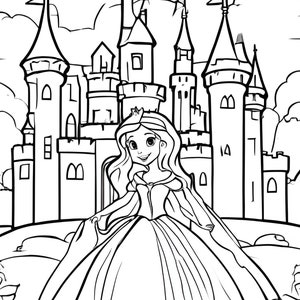 15x Printable Coloring Pages Princess and Castle Coloring Pages Kids ...