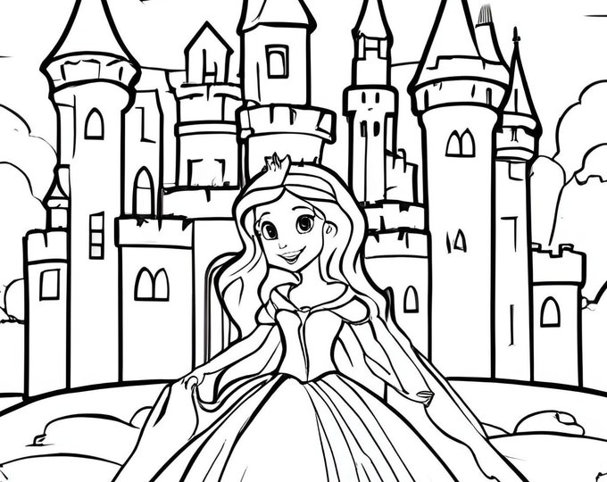 15x Printable Coloring Pages Princess and Castle Coloring Pages Kids ...