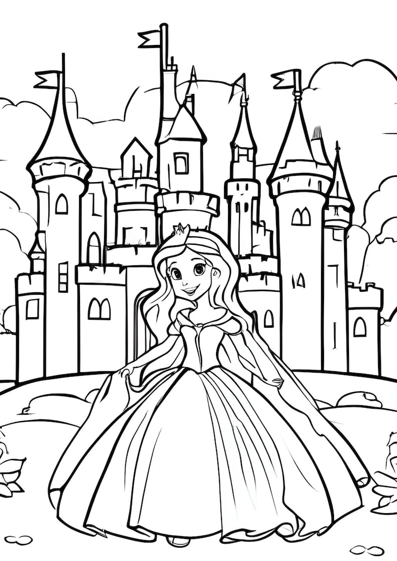 15x Printable Coloring Pages Princess and Castle Coloring Pages Kids ...