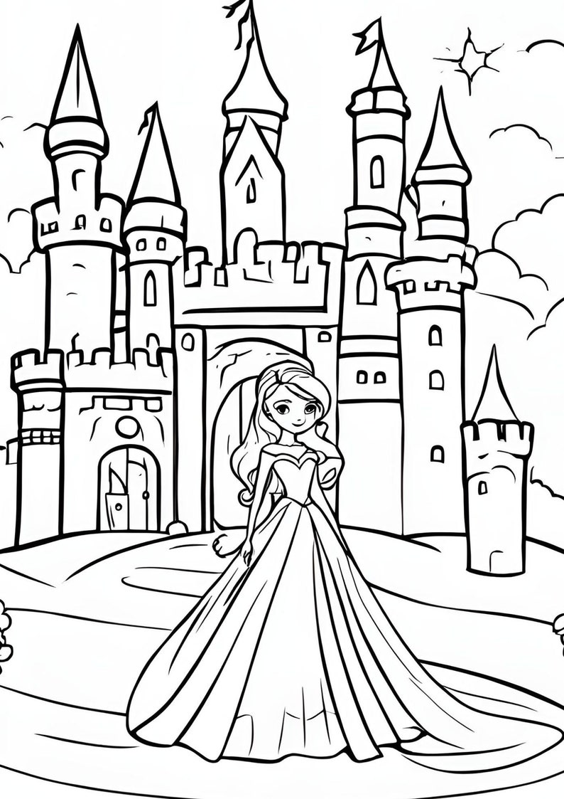15x Printable Coloring Pages Princess and Castle Coloring Pages Kids ...