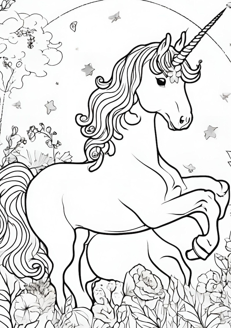 10 Printable Coloring Pages Unicorn Print Unicorn Birthday Party ...