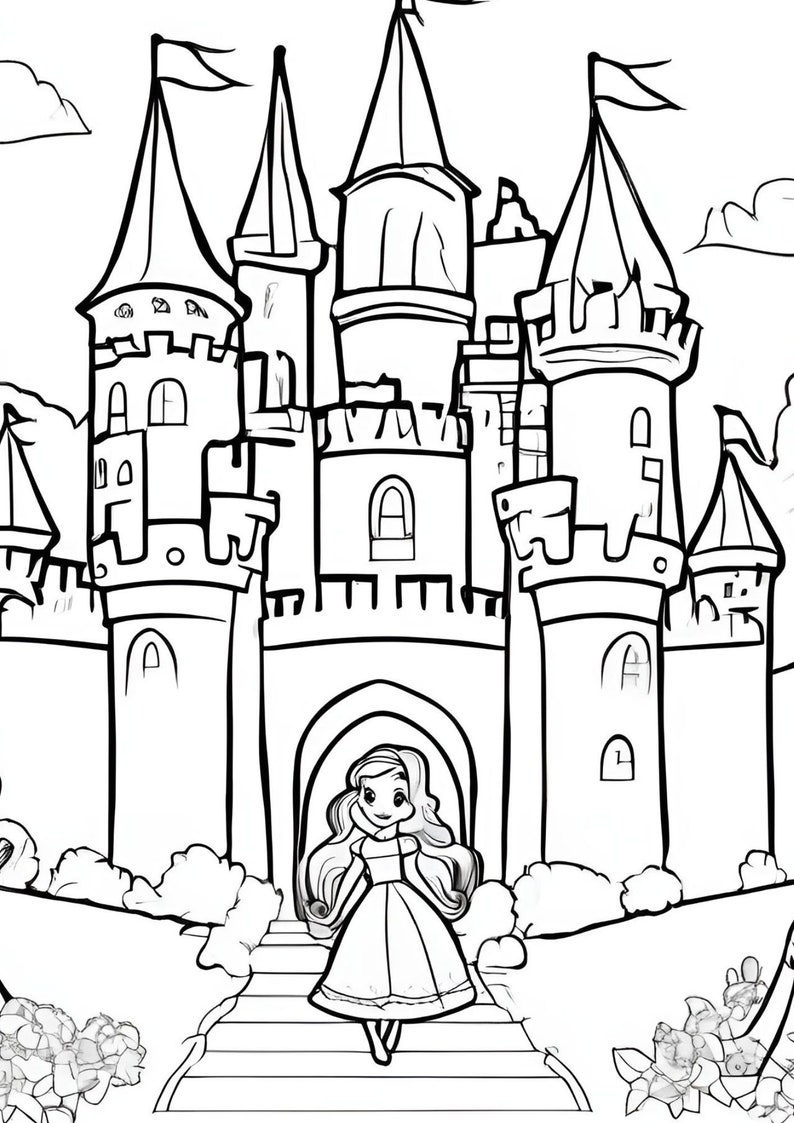 15x Printable Coloring Pages Princess and Castle Coloring Pages Kids ...