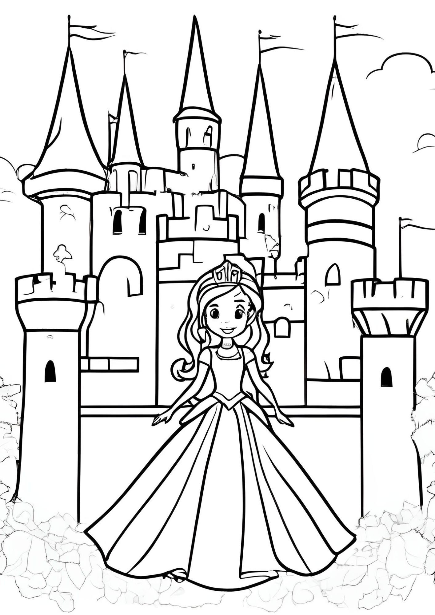 15x Printable Coloring Pages Princess and Castle Coloring Pages Kids ...