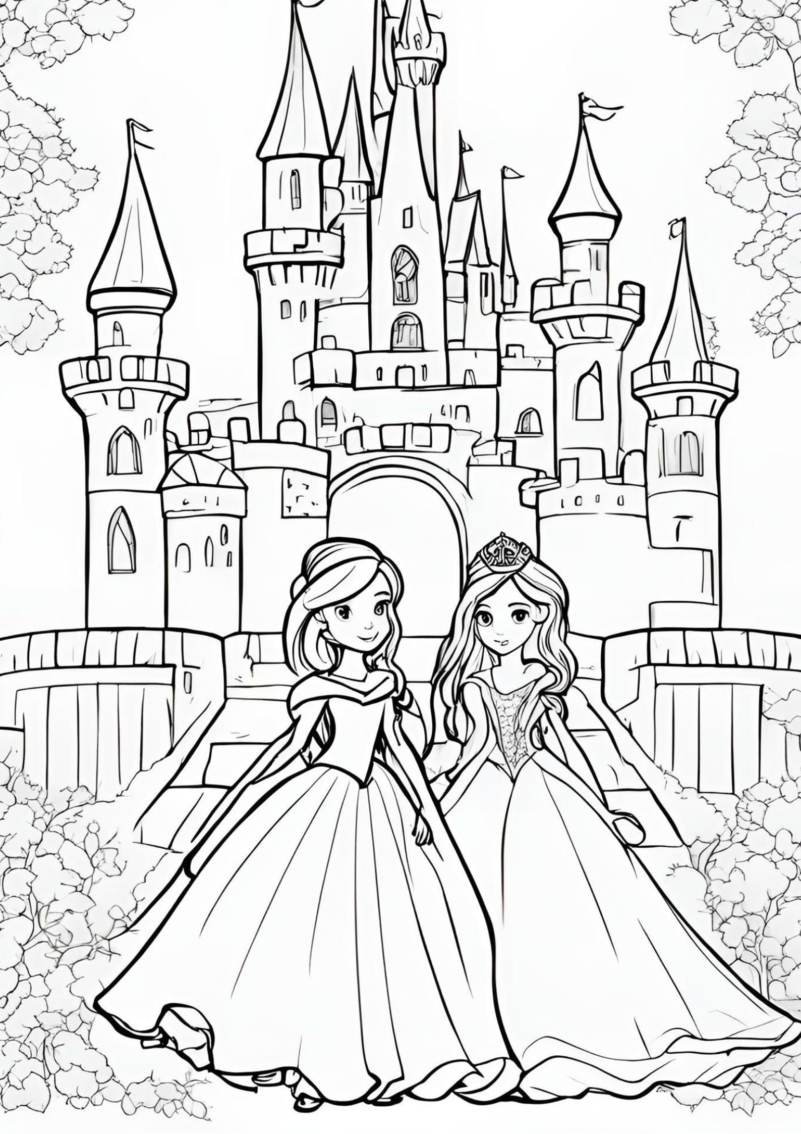 15x Printable Coloring Pages Princess and Castle Coloring Pages Kids ...
