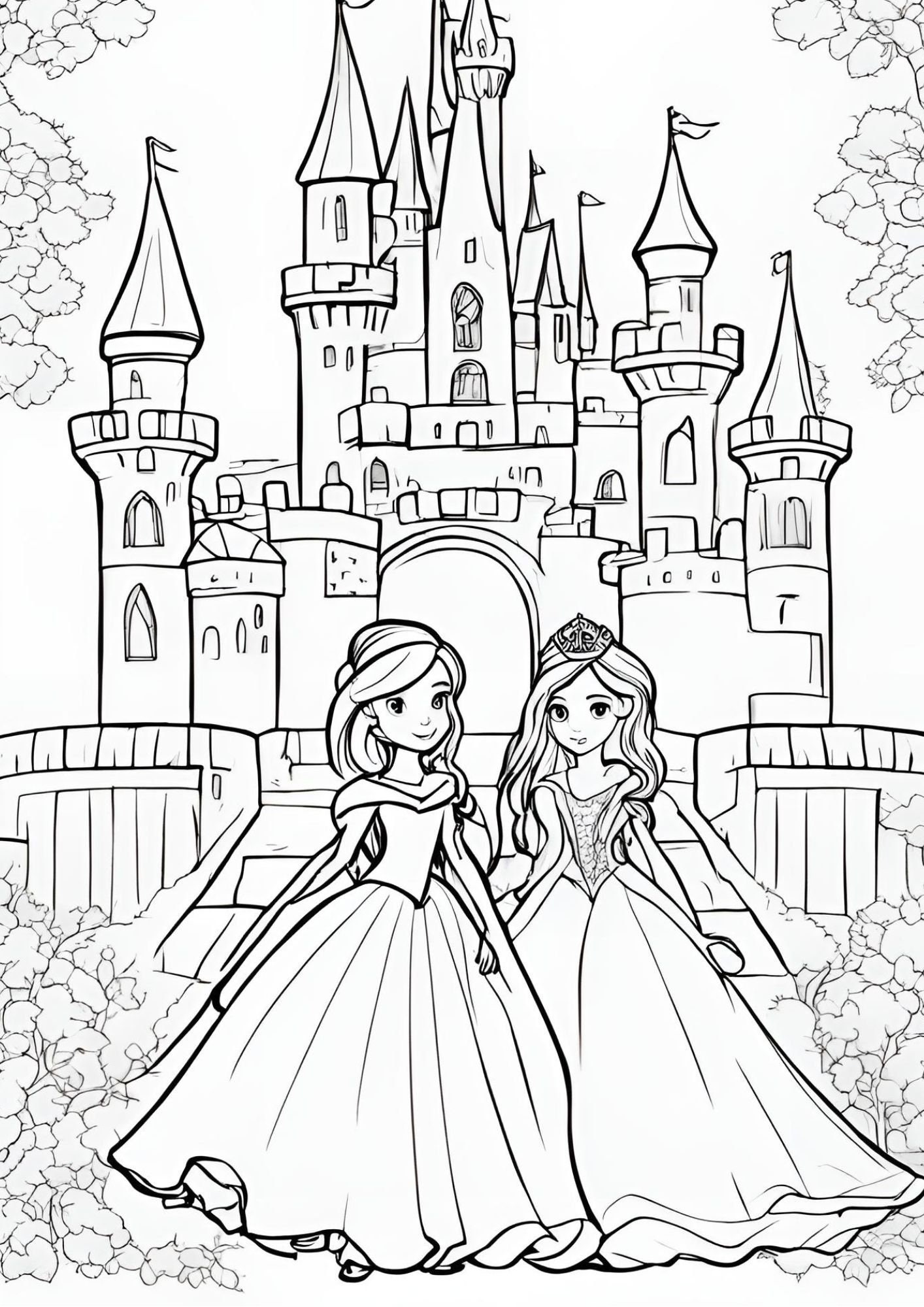 15x Printable Coloring Pages Princess and Castle Coloring Pages Kids ...