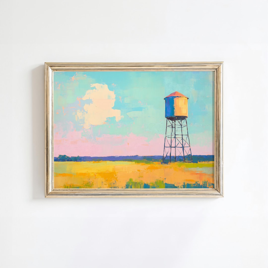Water Tower Painting | Modern Country Style Home Decor | Western Wall ...