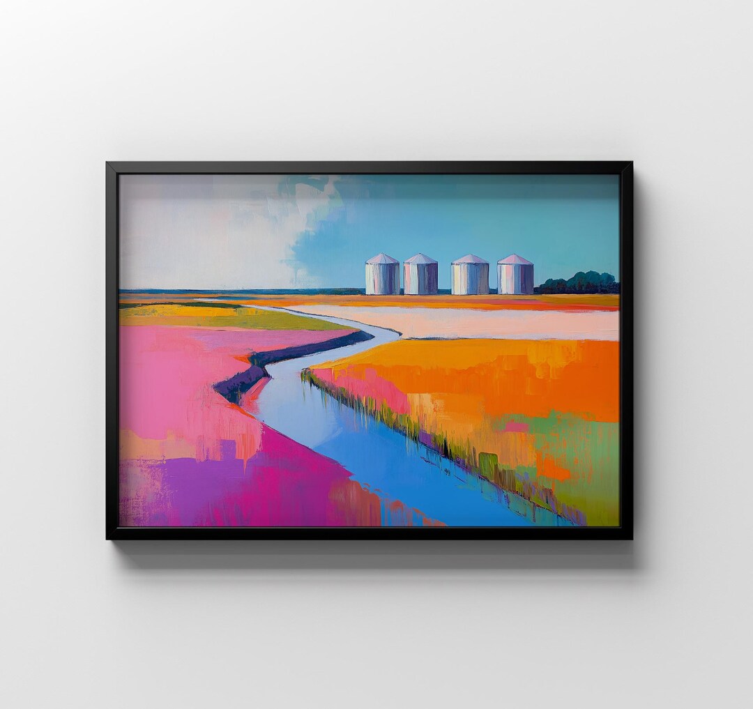 Grain Silo Art Print | Farm Building Wall Art | Colorful Prairie ...