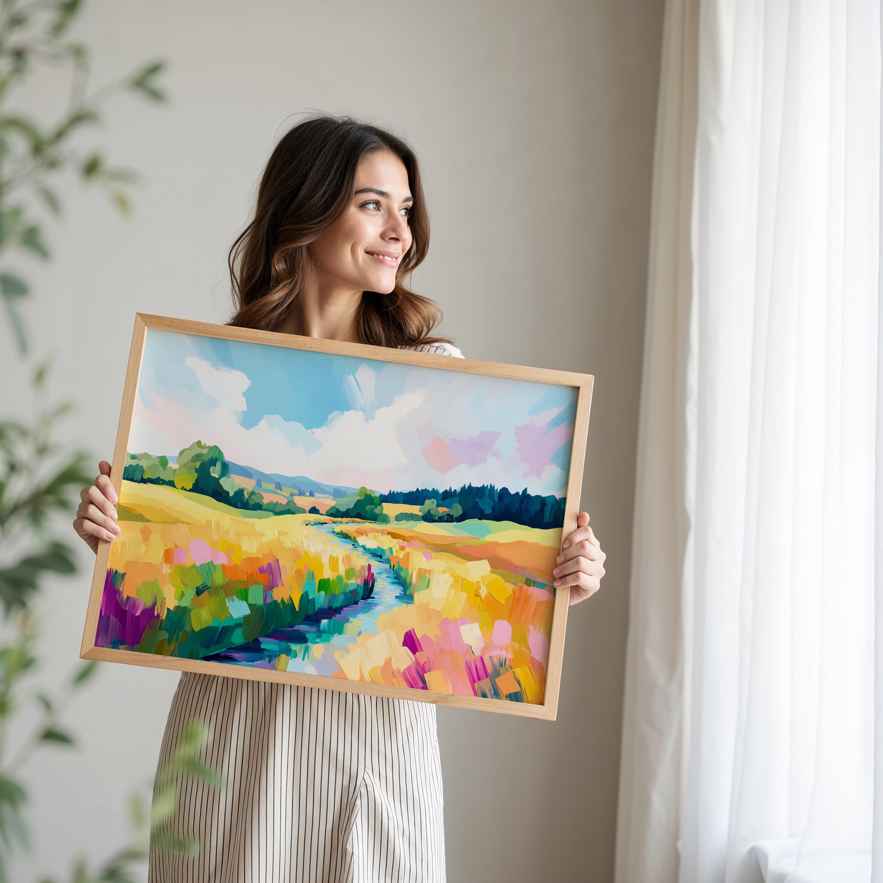 Vibrant Abstract Landscape Print | Cheerful Wall Art | Printable ...