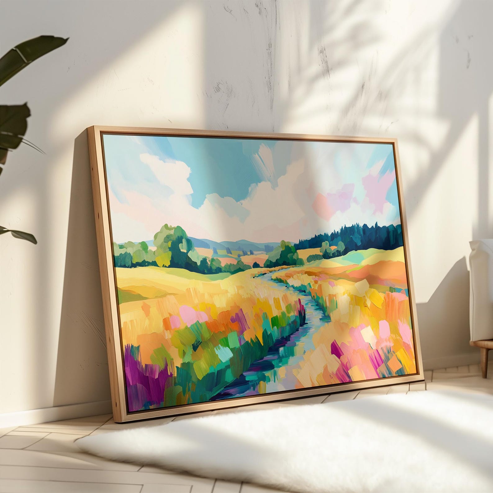 Vibrant Abstract Landscape Print | Cheerful Wall Art | Printable ...