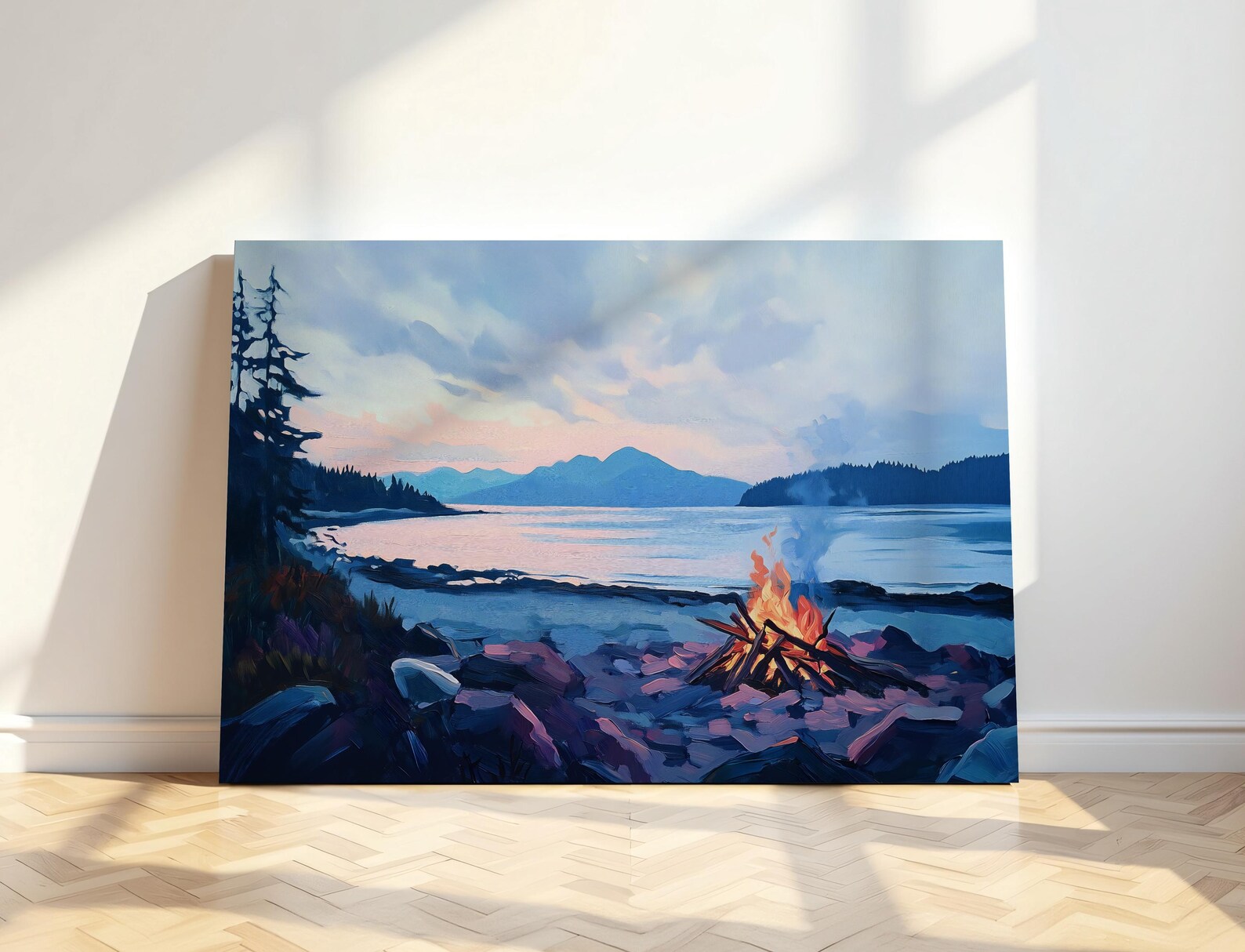 Campfire Print | Tofino Beach Print | Beach Bonfire at Night ...