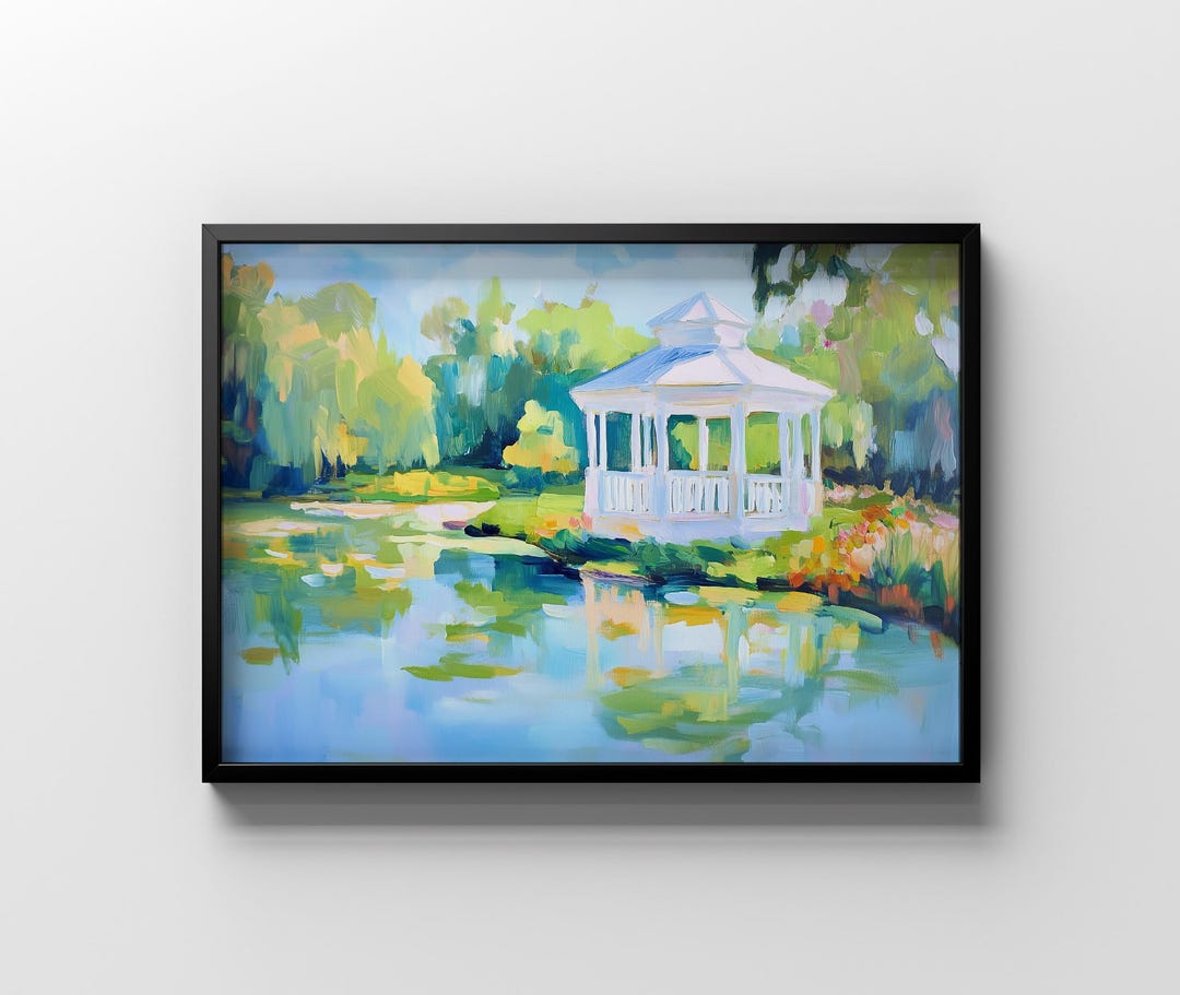 Gazebo Art Print | Garden Scene Wall Art | Summer Park Print ...