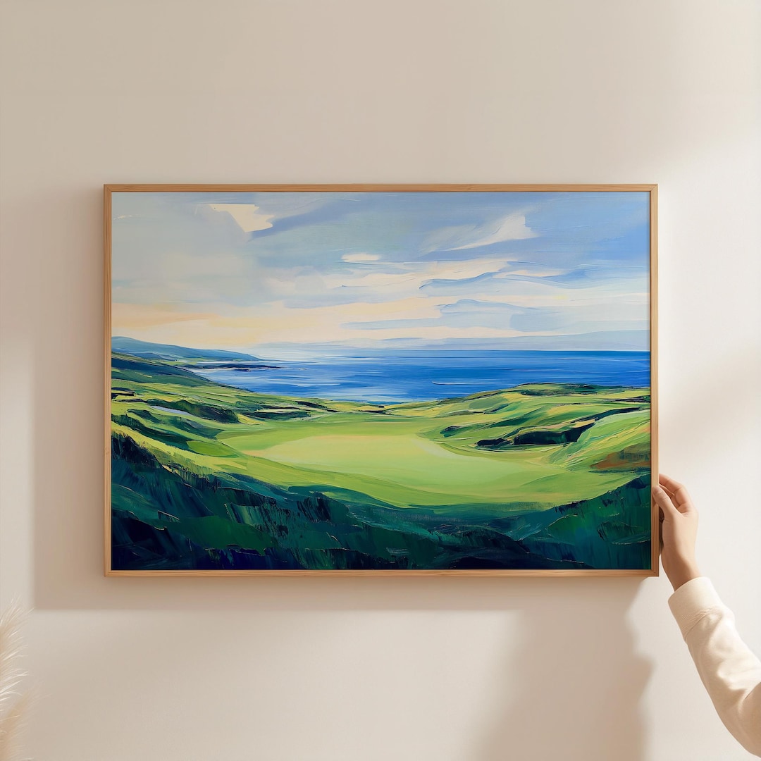 Golf Landscape Print | Coastal Golf Course Painting | Printable Golf ...