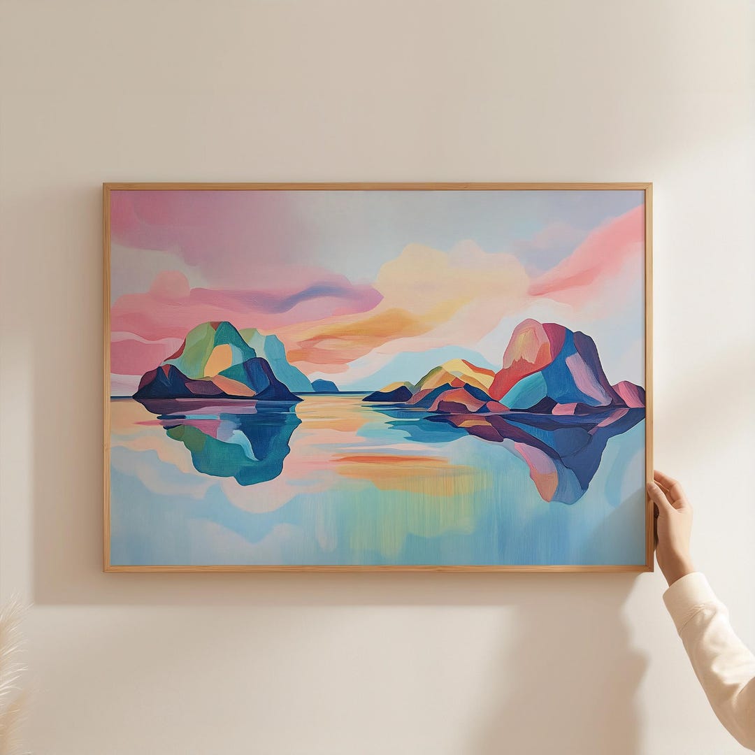 Abstract Pastel Island Print | Printable Colorful Wall Art ...