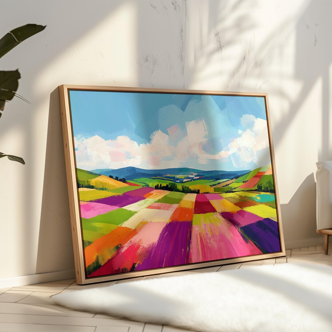 Colorful Rural Landscape Print | Midwest Art Print | Abstract Landscape ...