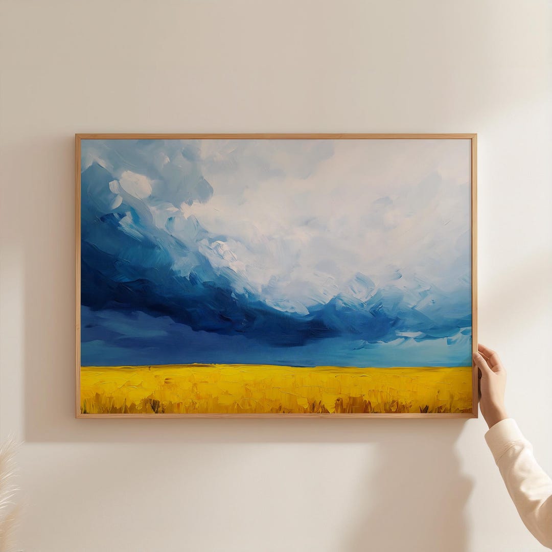 Thunderstorm Art Print | Stormy Skies Print | Yellow Canola Field Wall ...