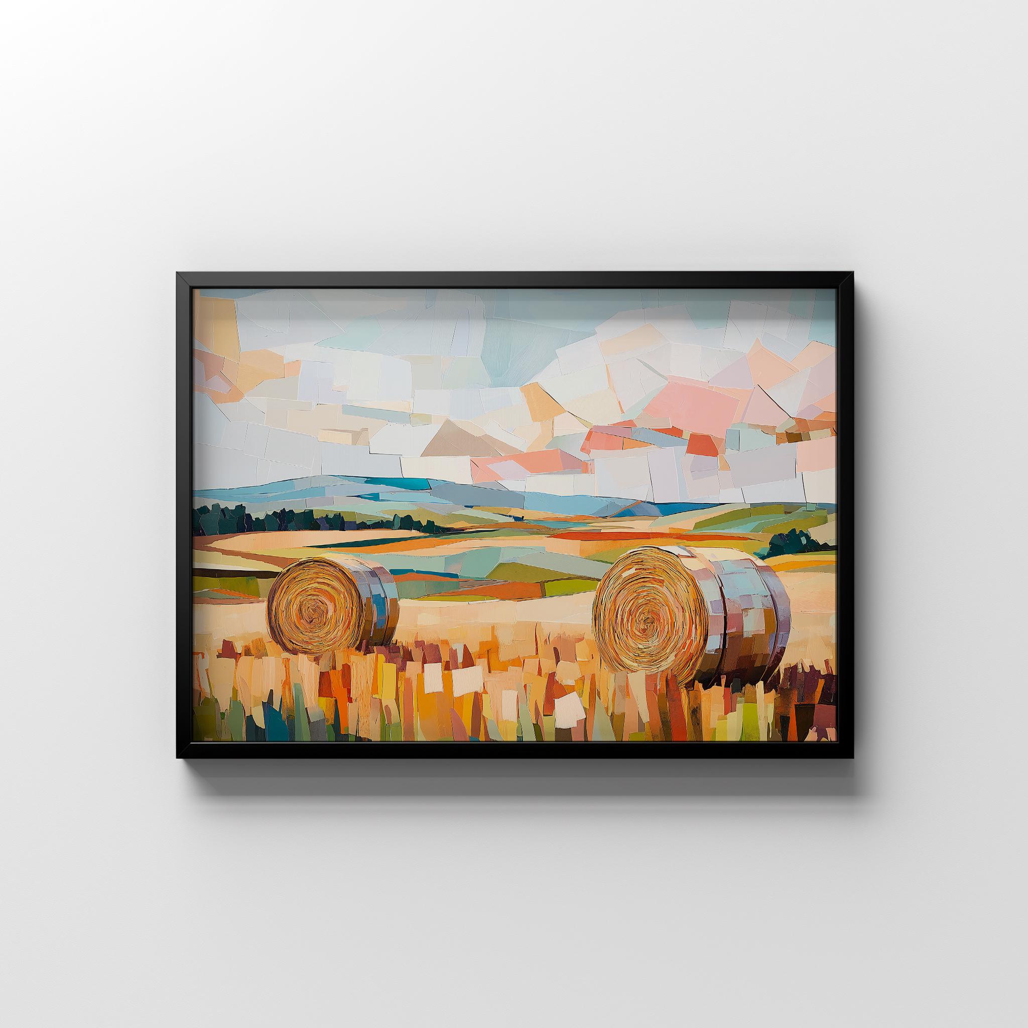 Hay Field Art Print | Colorful Rural Prairie Artwork | Country Hay ...