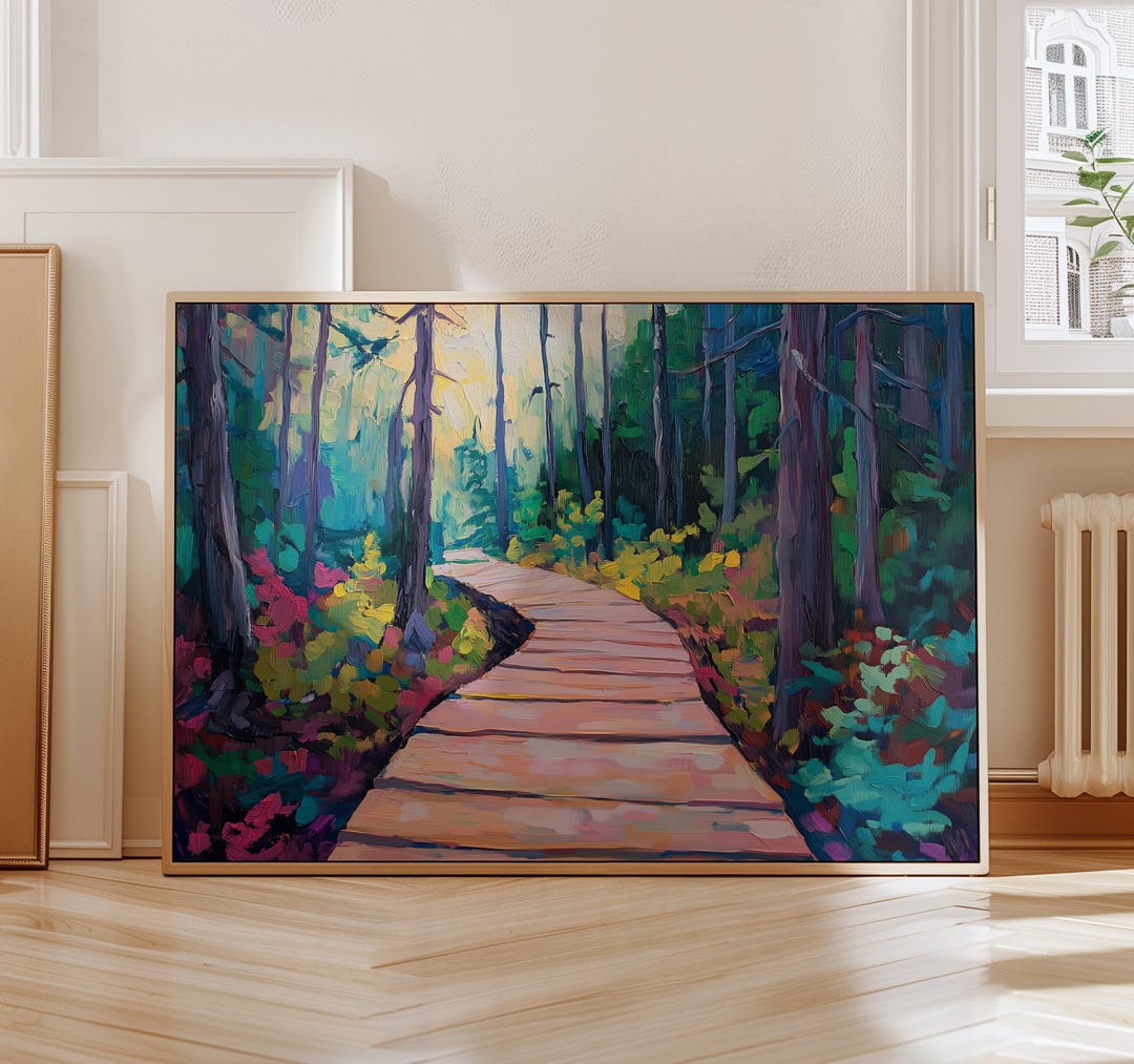 Forest Path Art Print | Printable Hiking Poster | Mountain Biking Print ...