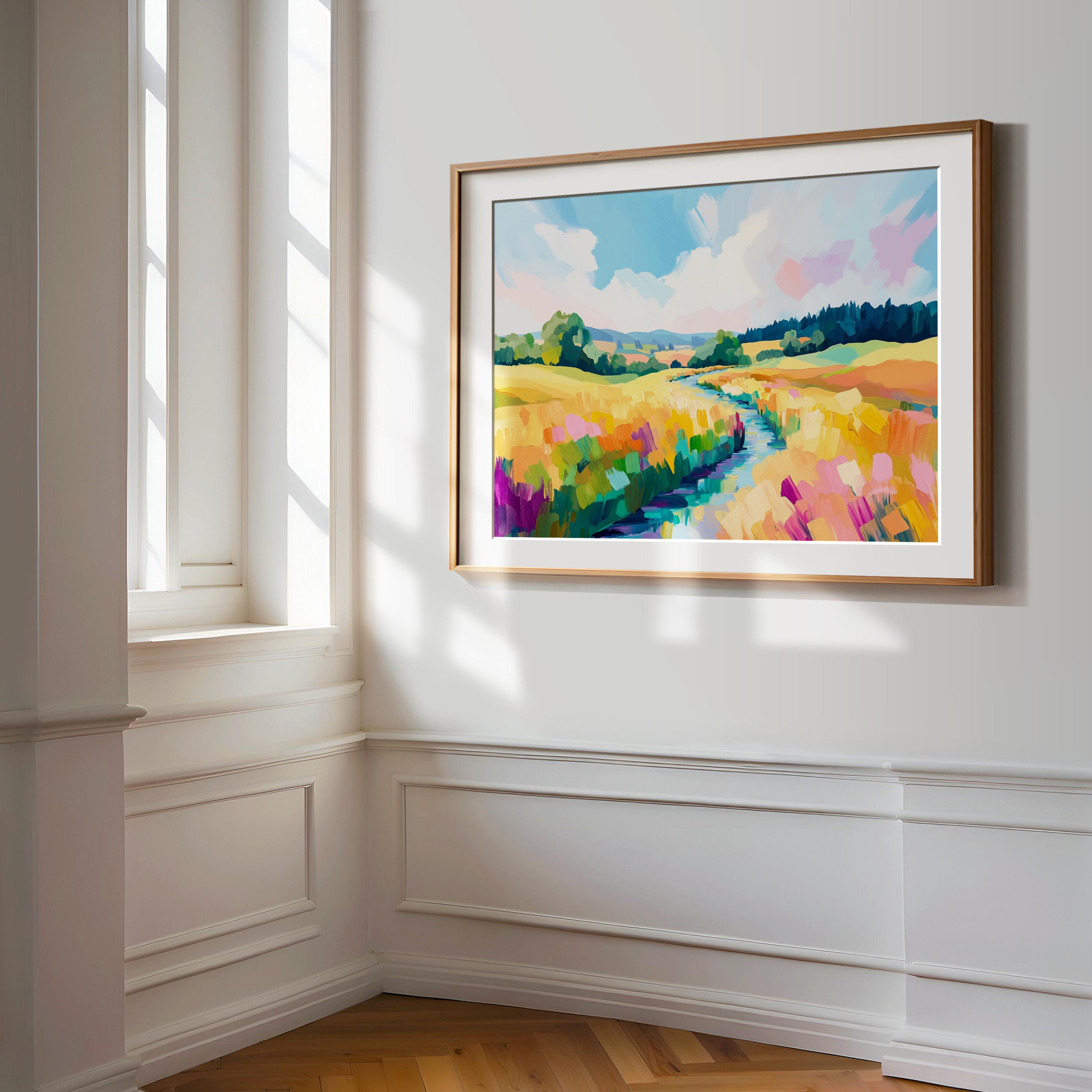 Vibrant Abstract Landscape Print | Cheerful Wall Art | Printable ...