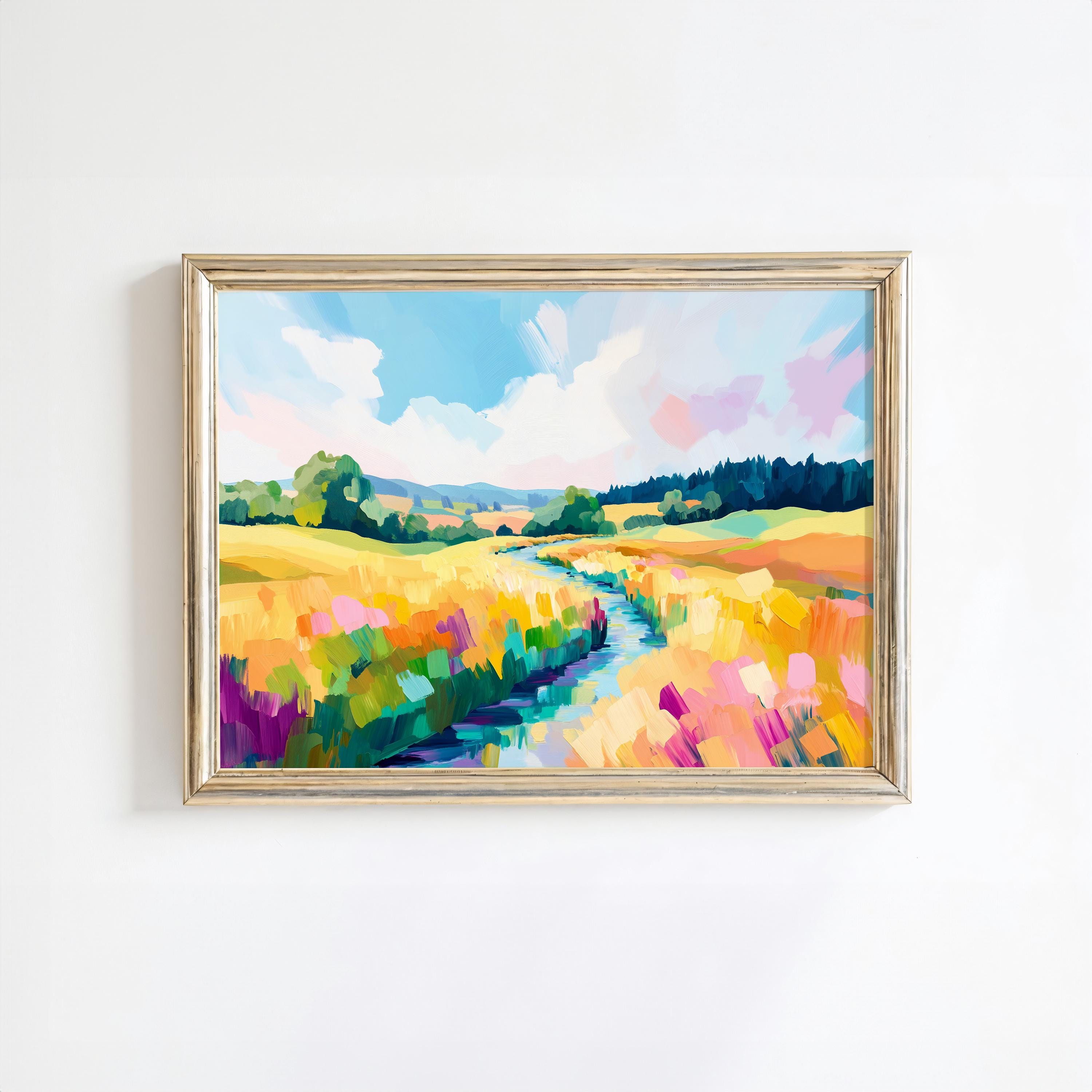 Vibrant Abstract Landscape Print | Cheerful Wall Art | Printable ...