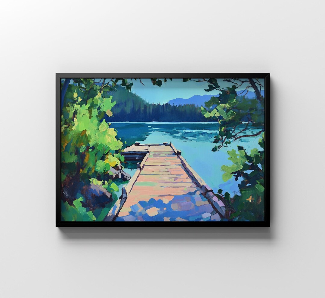 Lake Dock Art Print | Pier Art Print | Summer Lake House Decor ...