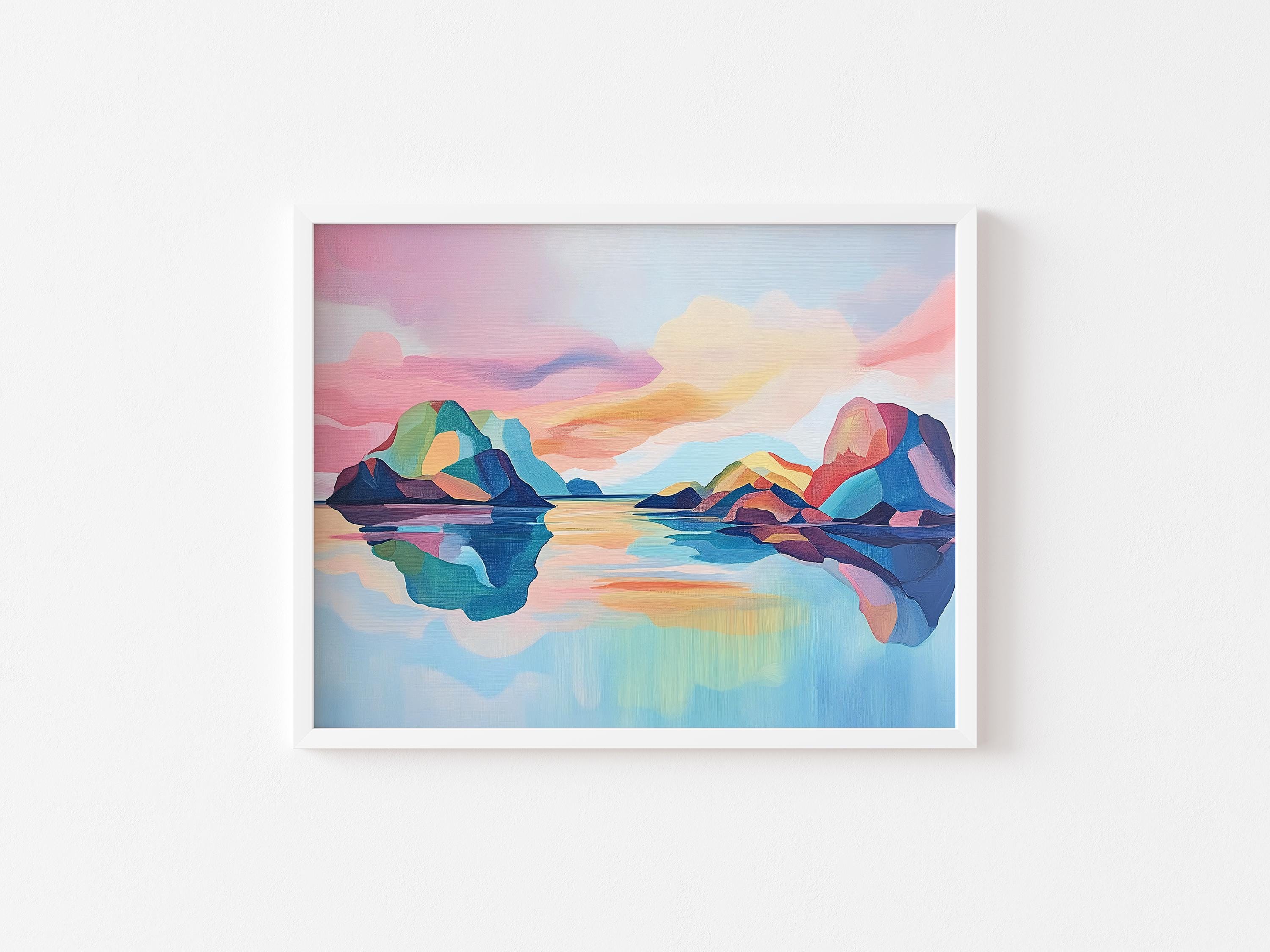 Abstract Pastel Island Print | Printable Colorful Wall Art ...