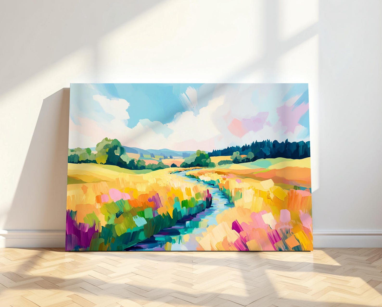 Vibrant Abstract Landscape Print | Cheerful Wall Art | Printable ...