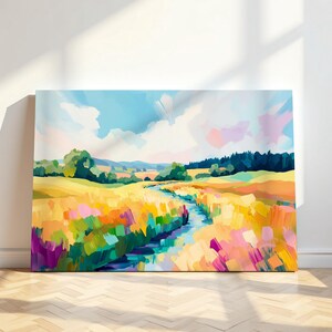 Vibrant Abstract Landscape Print | Cheerful Wall Art | Printable ...