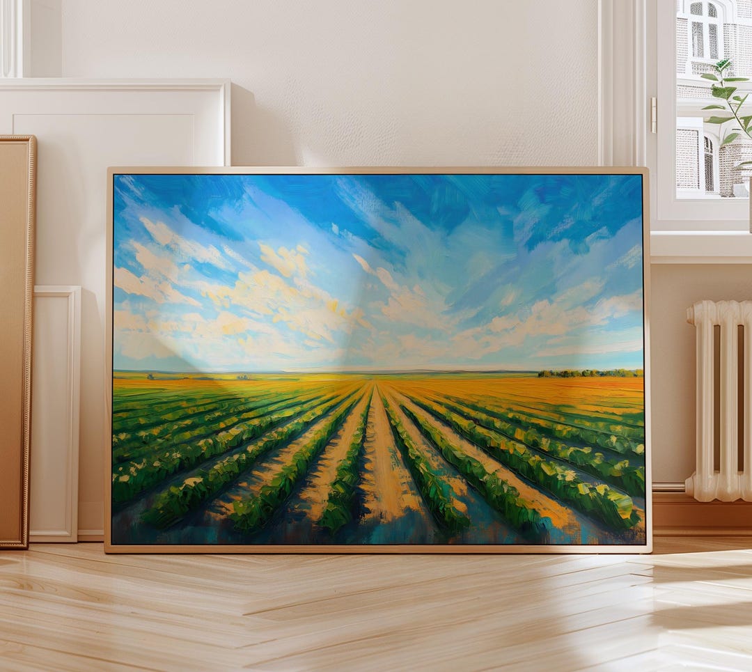 Farmer's Field Art Print | Prairie Wall Art | Rural Art Print | Blue ...