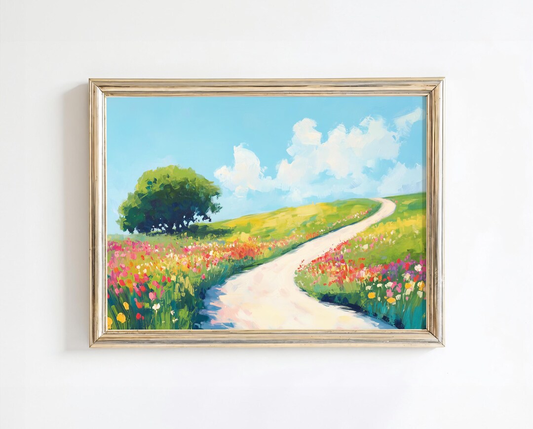 Backroads Art Print | Colorful Country Road Painting | Printable Wall ...