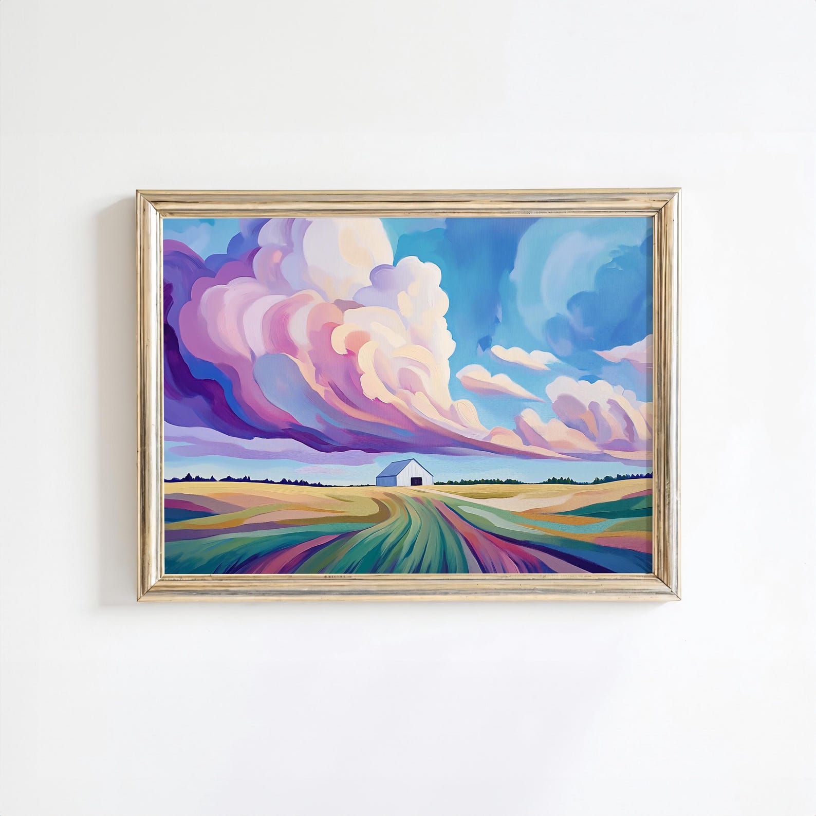 Prairie Art Print | Barn Painting | Colorful Rural Landscape Print ...
