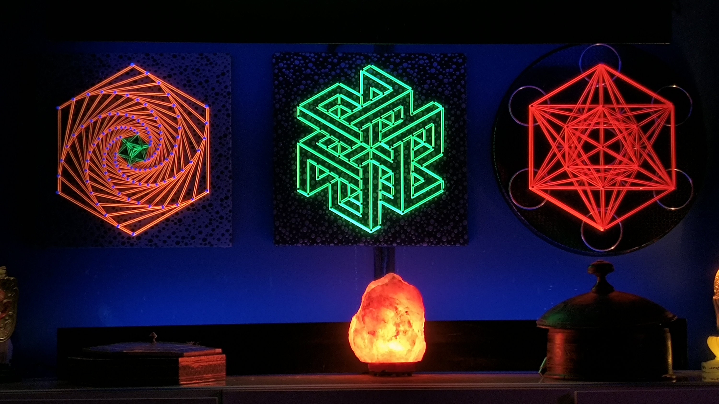 Impossible Hexagon Uv/blacklight String Art Wall Hanging - Etsy