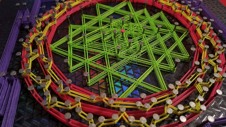 Sri Yantra Sacred Geometry UV Reactive Blacklight String Art Wall ...