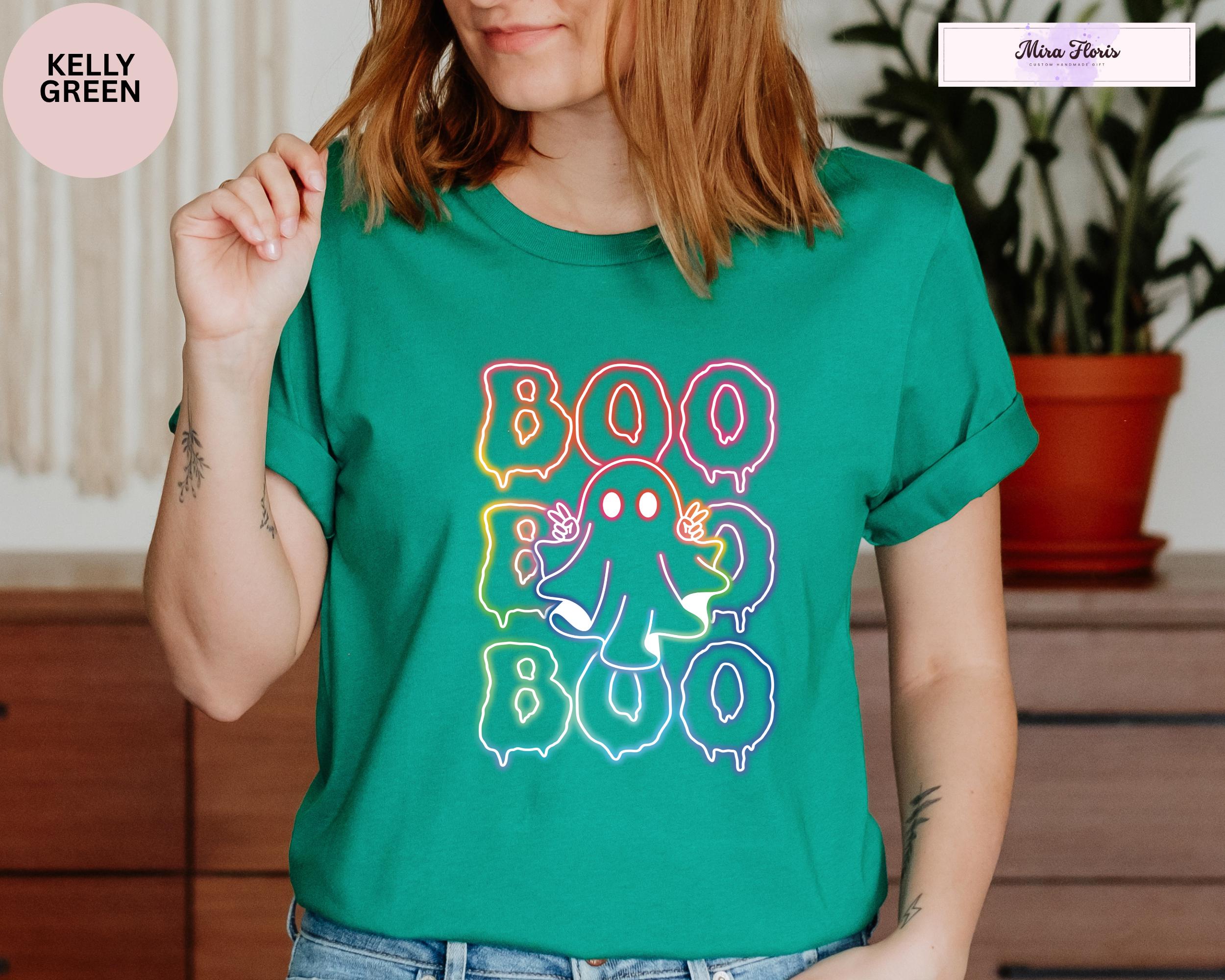 Halloween Boo Neon Shirt, Neon Halloween Ghost Shirt, Halloween Ghost ...