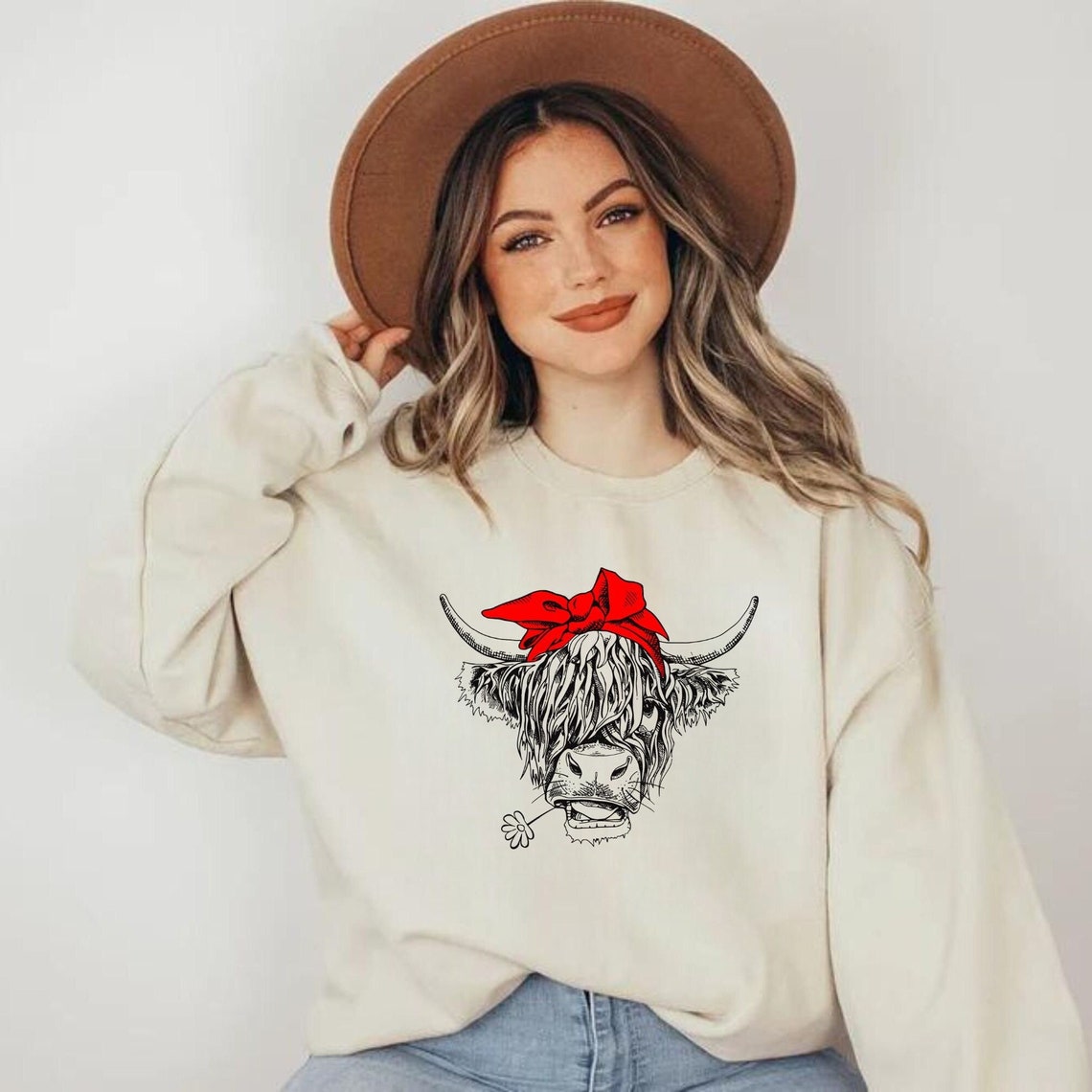 Highland Cow Sweatshirt, Highland Cow Sweatshirt, Cute Cow Hoodie ...