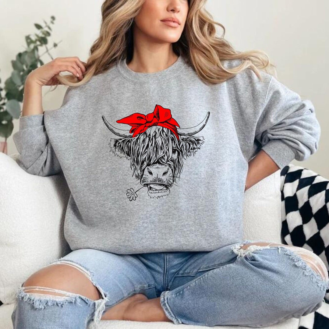 Highland Cow Sweatshirt, Highland Cow Sweatshirt, Cute Cow Hoodie ...