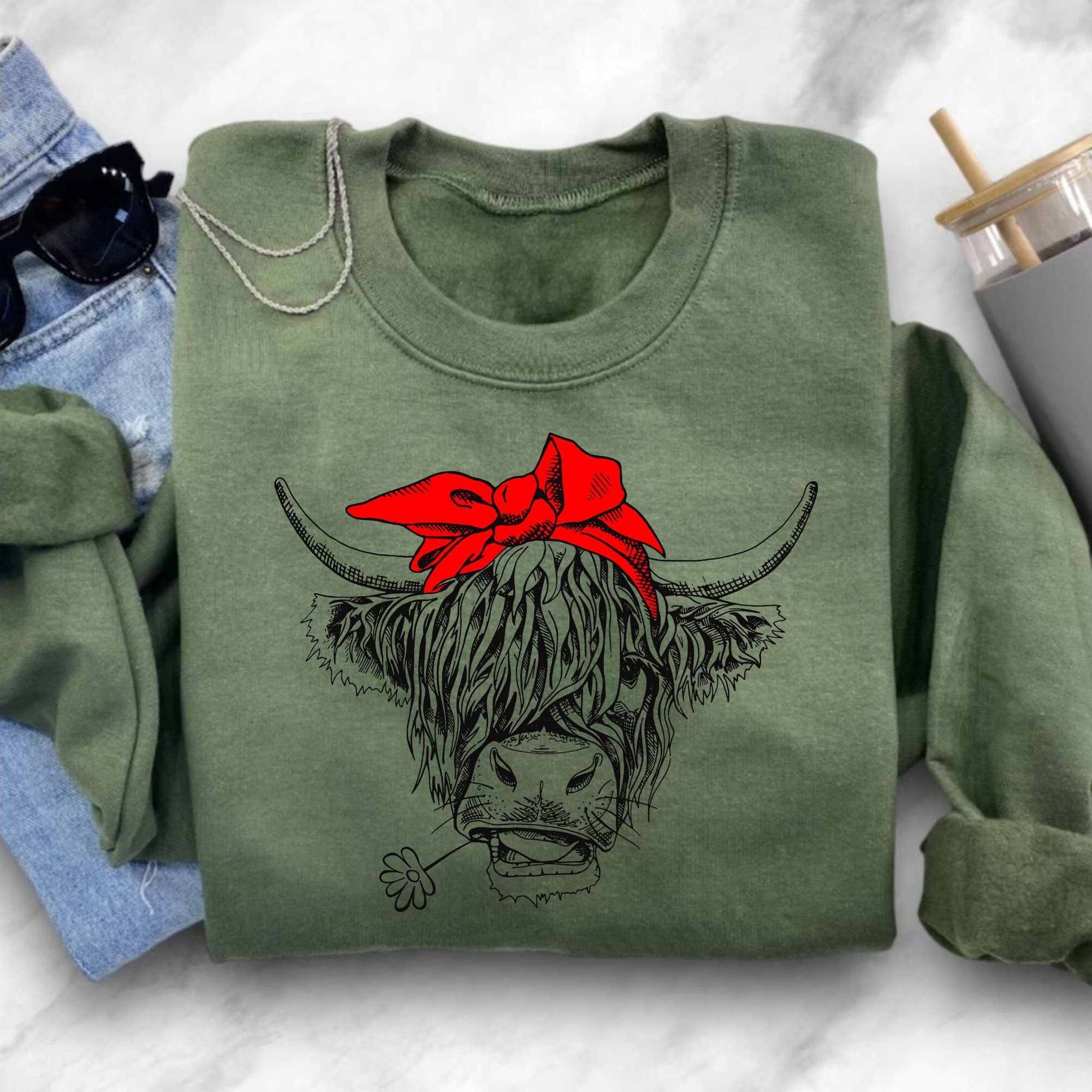 Highland Cow Sweatshirt, Highland Cow Sweatshirt, Cute Cow Hoodie ...
