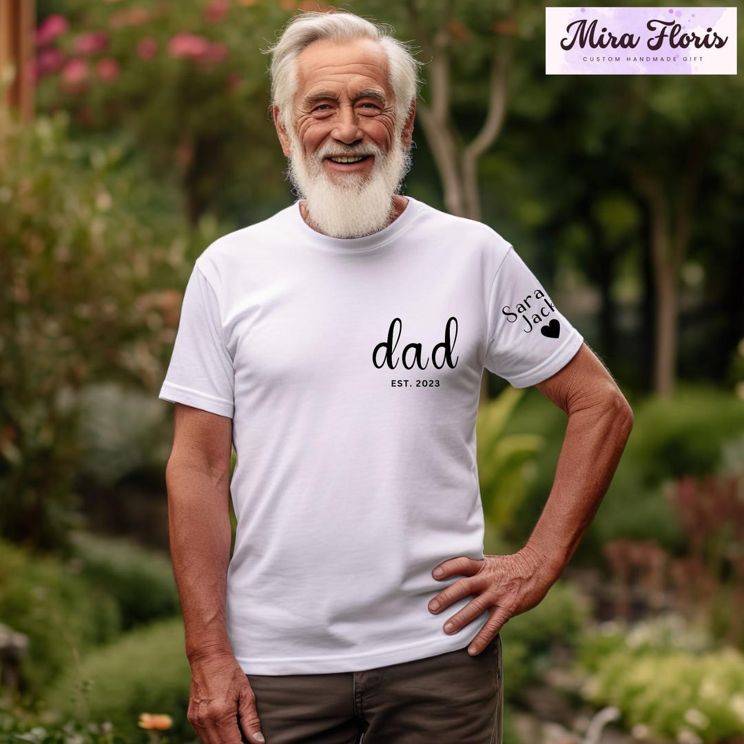 Custom Dad Shirt With Kid Names on Sleeve, Father's Day Gift, New Dad ...