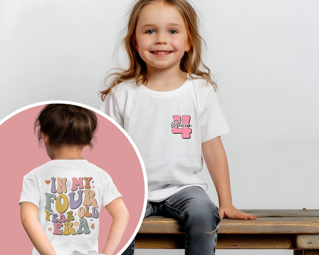 Custom 4th Birthday Toddler Shirt, in My Four Year Old Era, Kids Birthday Shirt, Fourth Birthday ...
