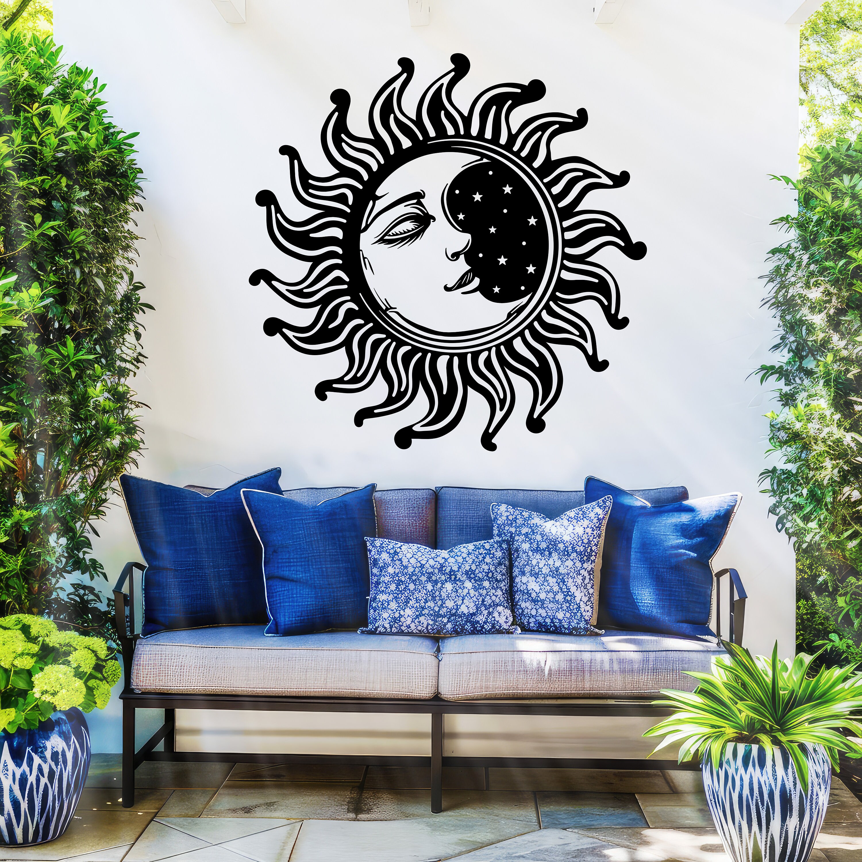 Sun and Moon Metal Wall Decor, Sun and Moon Decor, Boho Metal Wall Art ...