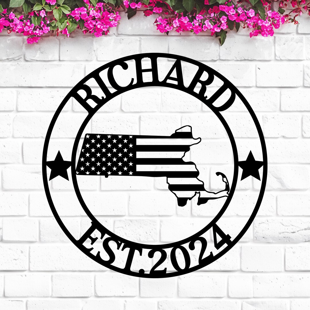 Massachusetts Custom Metal Sign, Personalized Name Sign, MA State Sign ...