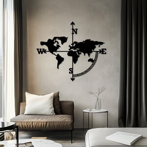 Metal World Map Sign, World Map Wall Art, World Map Decor, World Map ...