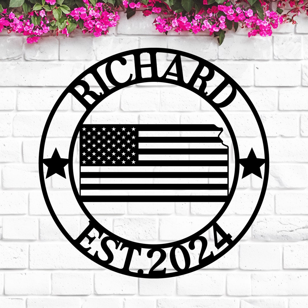 Kansas Custom Metal Sign, Personalized Name Sign, KS State Sign, Kansas ...