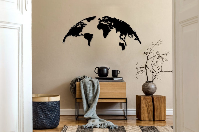 World Map Wall Art, Metal World Map Sign, Map Metal Wall Art, World Map ...
